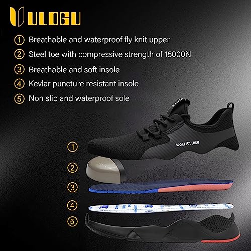 Waterproof Steel Toe Safety Shoe for Men Lightweight Slip Resistant Work Sneaker Comfortable Puncture Proof Indestructible Industrial Construction Zapatos Punta de Acero seguridad para Hombres trabajo