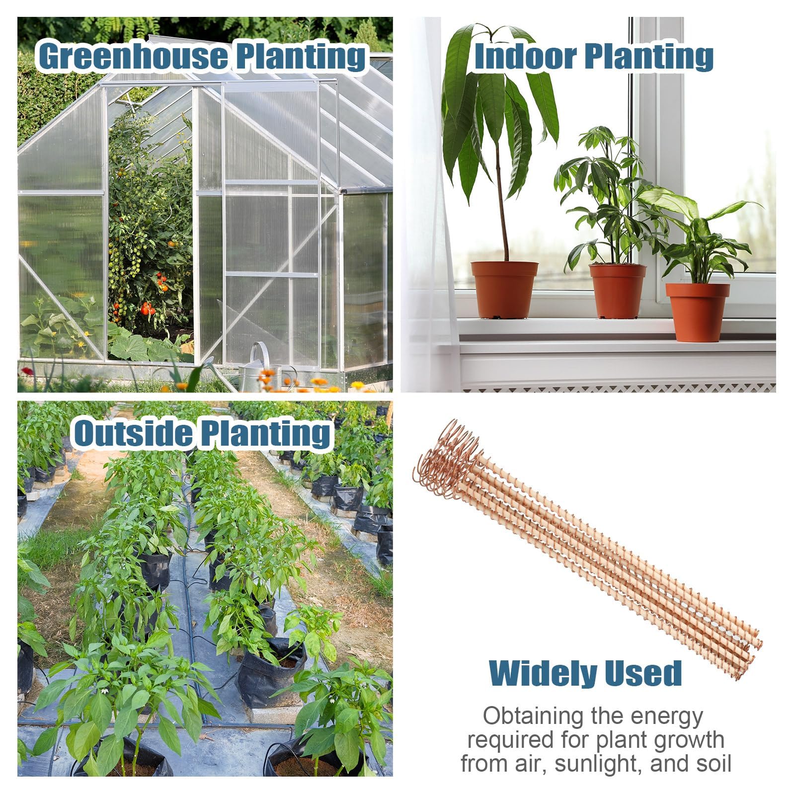 10pcs Electroculture Plant Stakes 20” Copper Gardening Antenna Clockwise Wound Copper Coil Electronic Planting for Outdoor Indoor Promote Vegetables Plants Growth Using Atmospheric Ether Energy