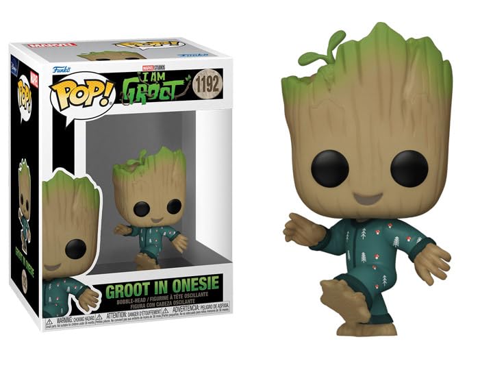 POP Marvel: I Am Groot - Groot Dancing in Onesie PJs Funko Vinyl Figure (Bundled with Compatible Box Protector Case), Multicolored, 3.75 inches