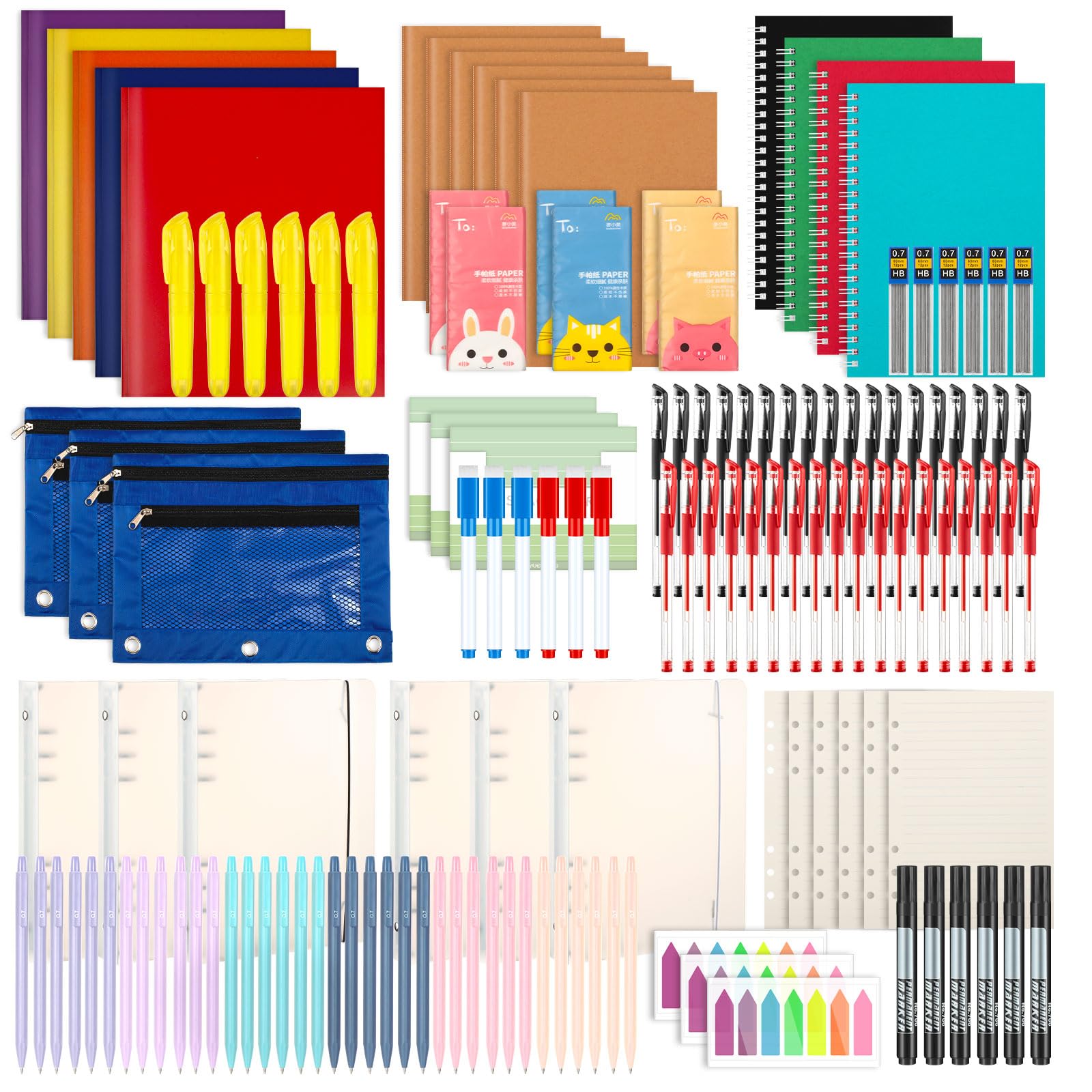 Lincia 156 Pack High School Back to School Supply Kits Essentials for High Schooler Utiles Escolares Supply Kits Back to School Essentials School Supply Boxes School Essentials Bundle Spiral Notebooks