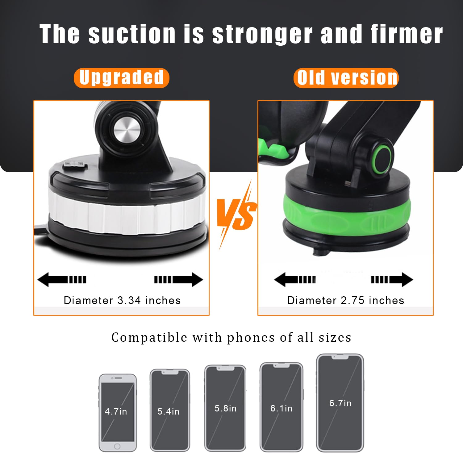 Pincuttee Sucker Car Phone Holder 2023 New Upgraded Sucker Car Phone Holder Mount Stand Universal Dashboard/Windshield/Window Phone Holder(Black,1PC)
