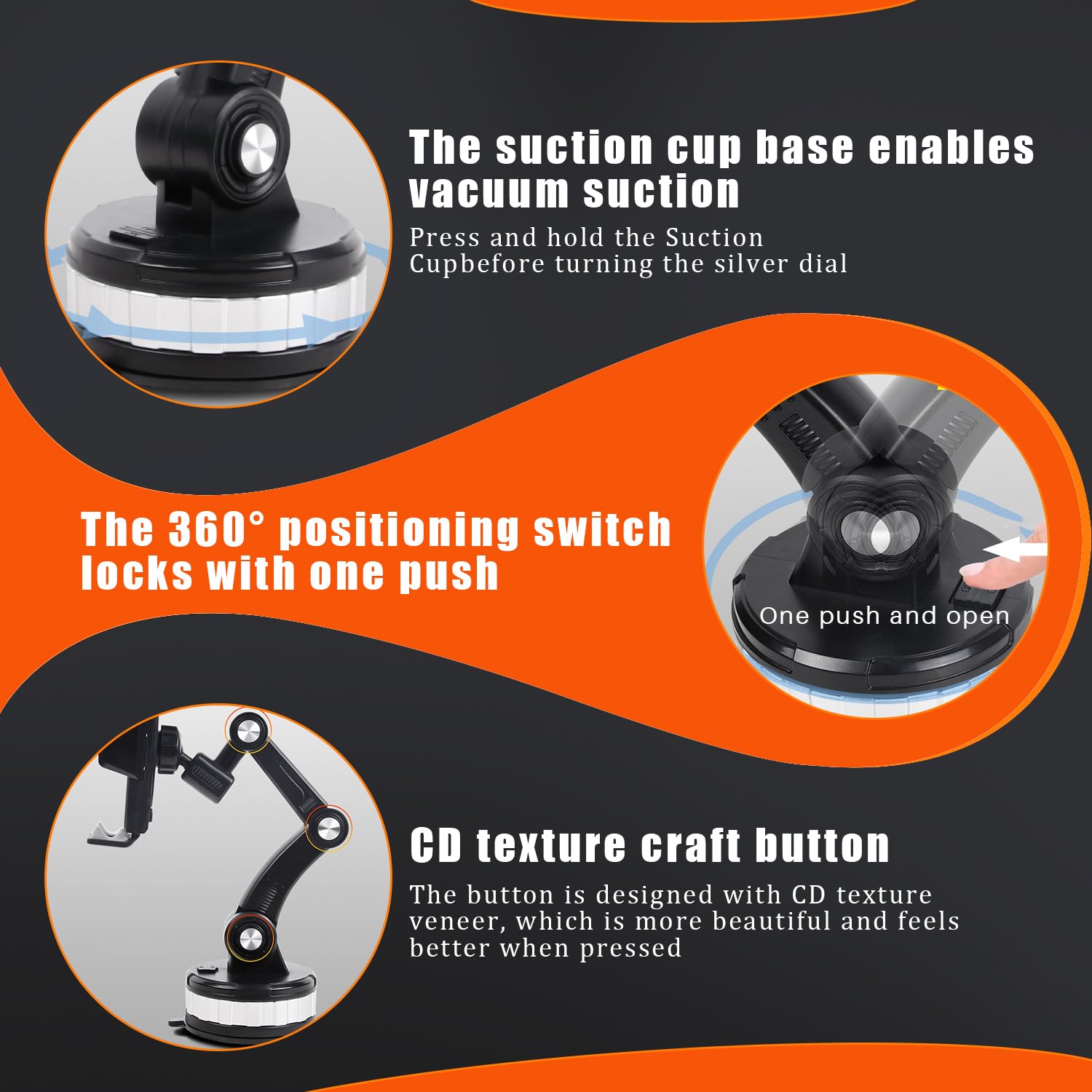 Pincuttee Sucker Car Phone Holder 2023 New Upgraded Sucker Car Phone Holder Mount Stand Universal Dashboard/Windshield/Window Phone Holder(Black,1PC)