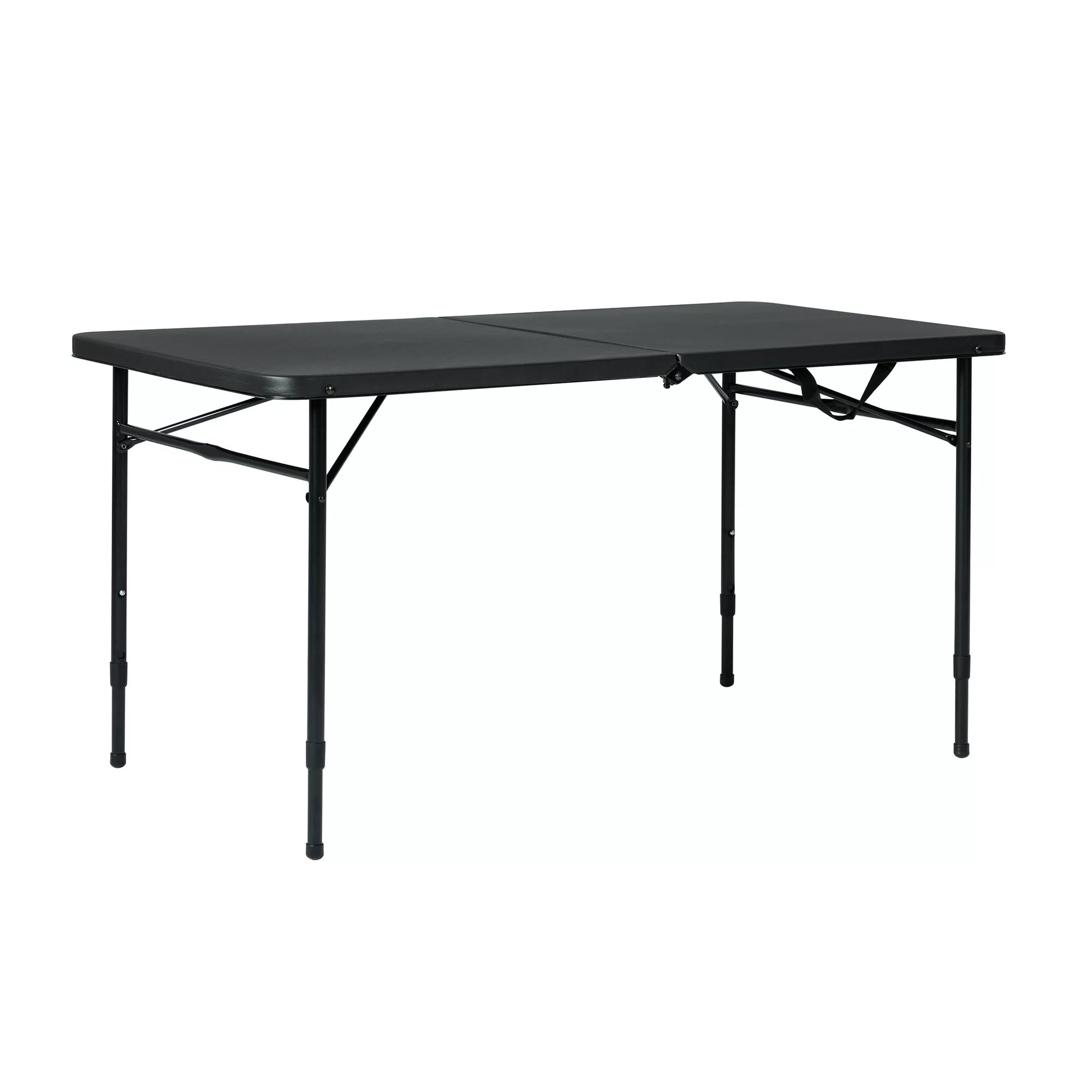 GEEYOU Versatile and Portable: 4-Foot Fold-in-Half Adjustable Table in Rich Black | Convenient and Space-Saving Solution