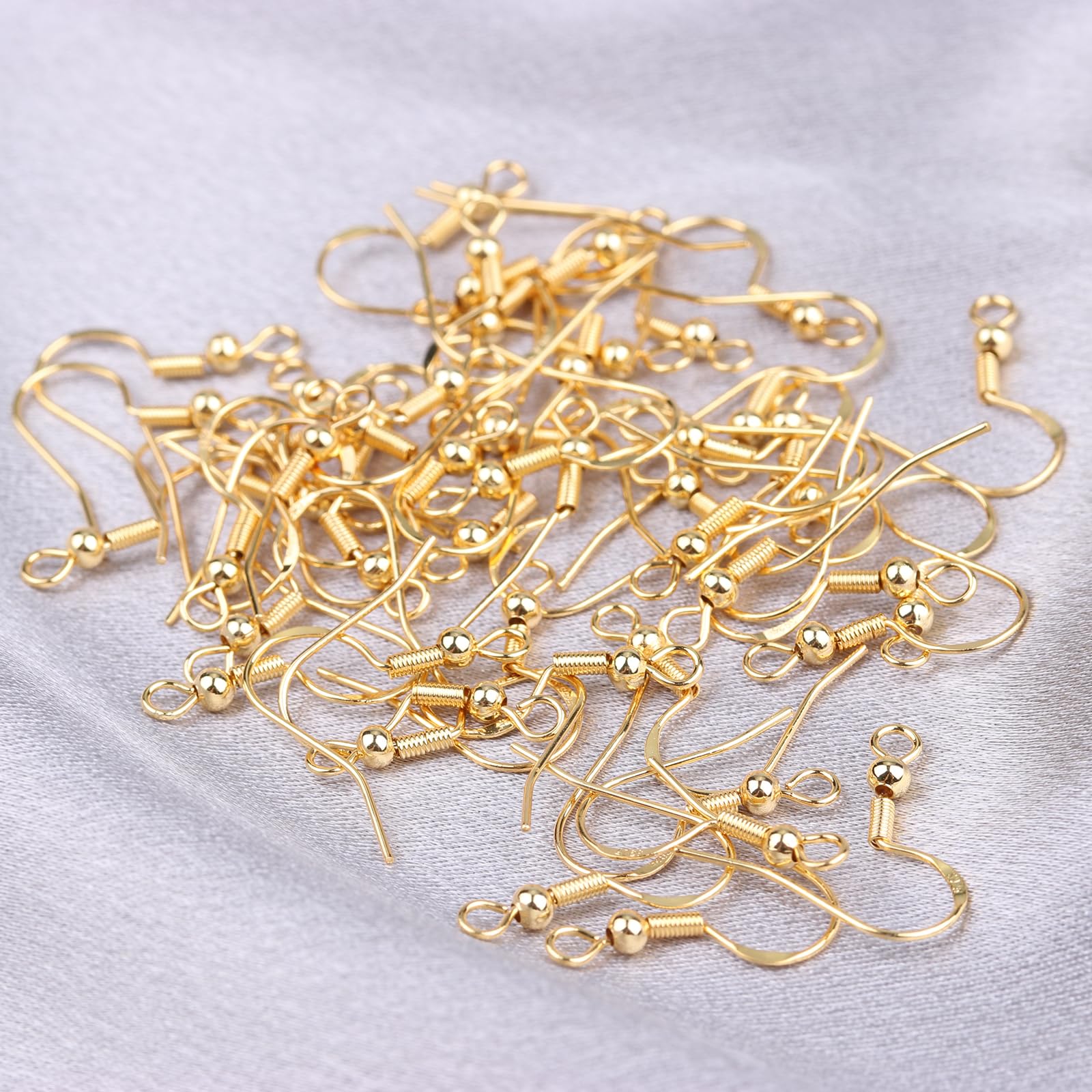 14K Gold Earring Hooks 50 PCS - Earring Hooks for Jewelry Making - Hypoallergenic Earring Hooks, Ear Wires Fish Hooks, Earring Findings, Earring Hardware, Earring Making Supplies for DIY Earrings