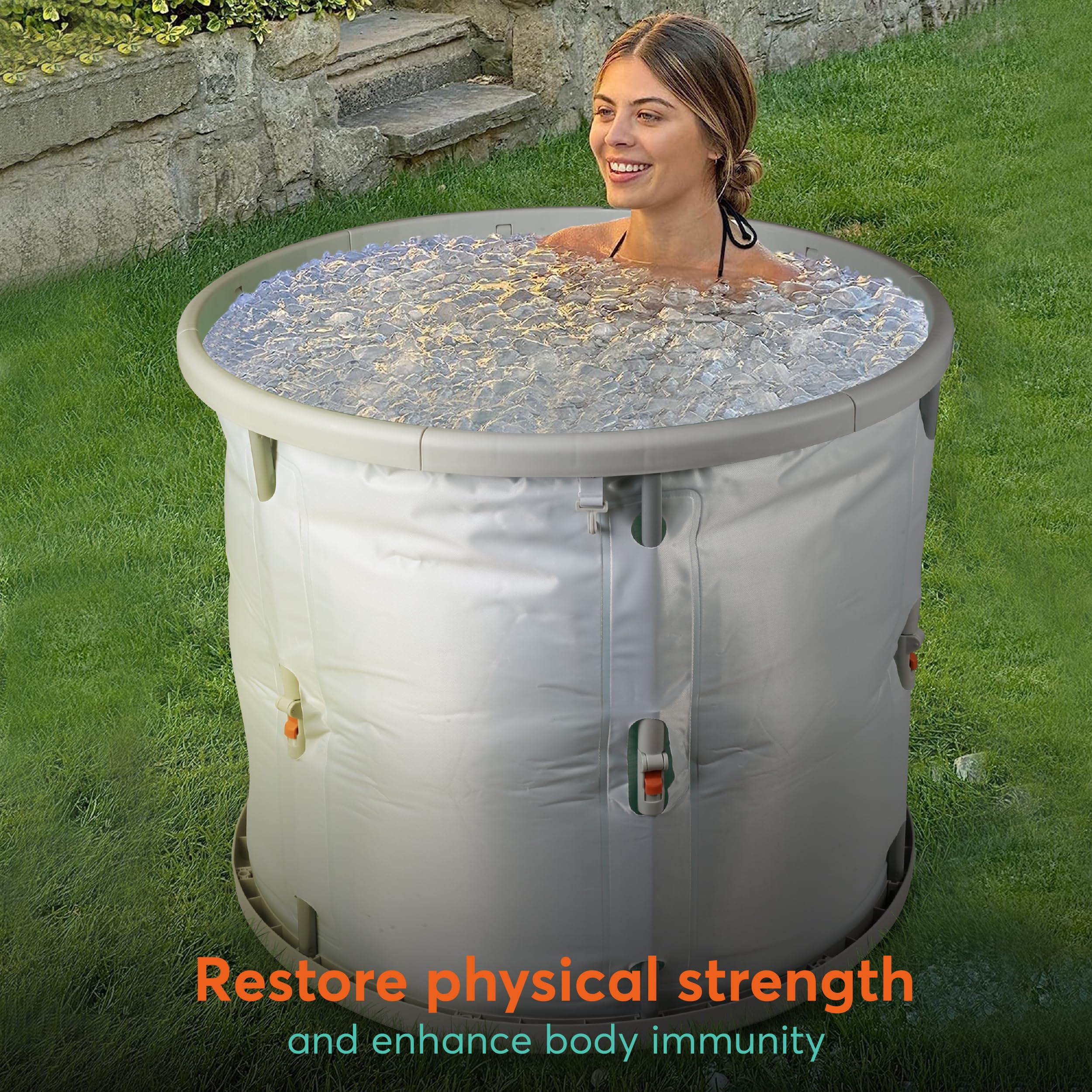 IcyShredZ Ice Bath Tub For Athletes - 6 Layered Ice Tubs for Cold Plunge with Collapsible Aluminum Frame and Cover – Portable Cold Plunge Tub For Cold Water Therapy