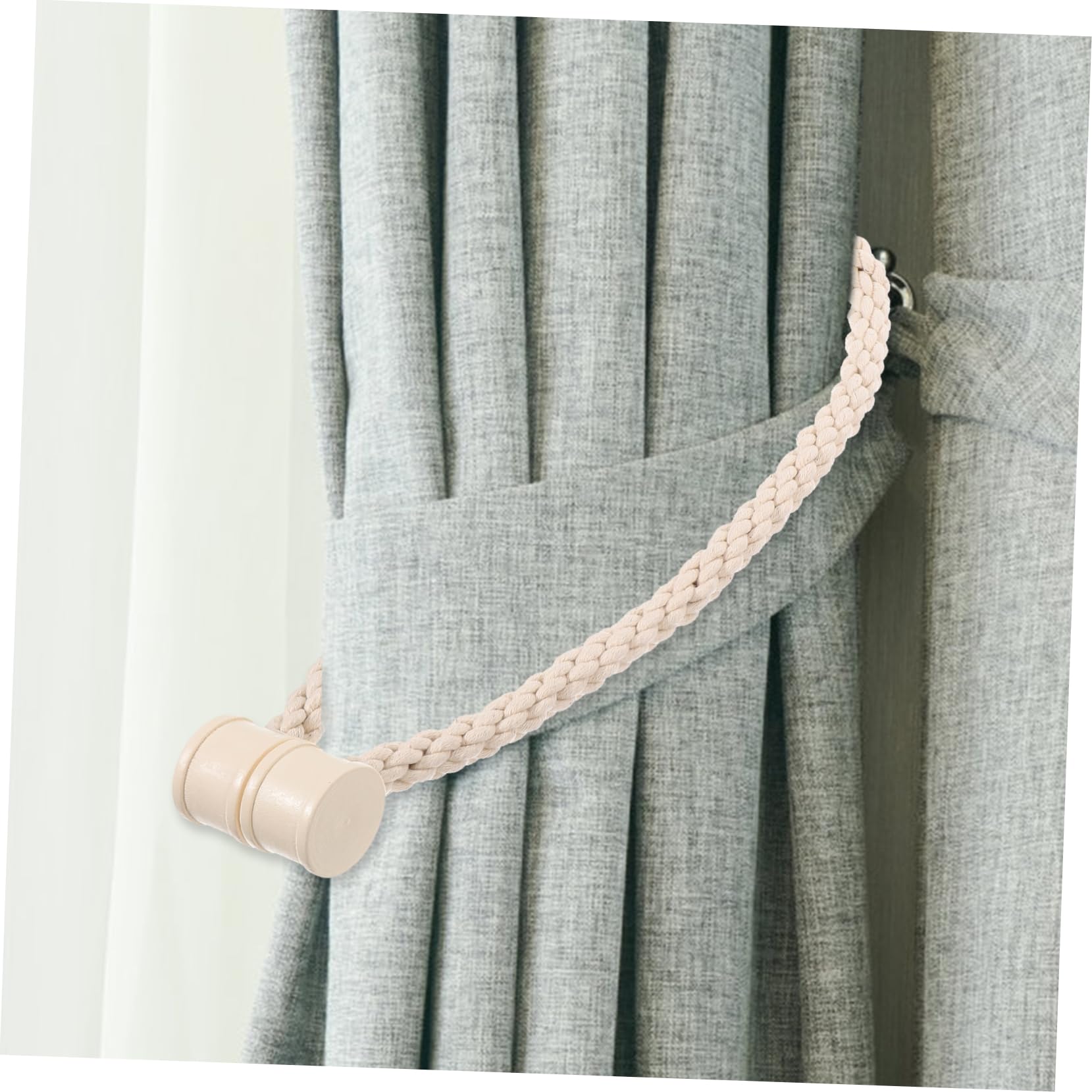 SOLUSTRE Magnetic Tiebacks for Drapes 2 Pack Easy Install No Drilling Needed Cotton Rope Weave Decorative Functional Suitable for Home Office Decor