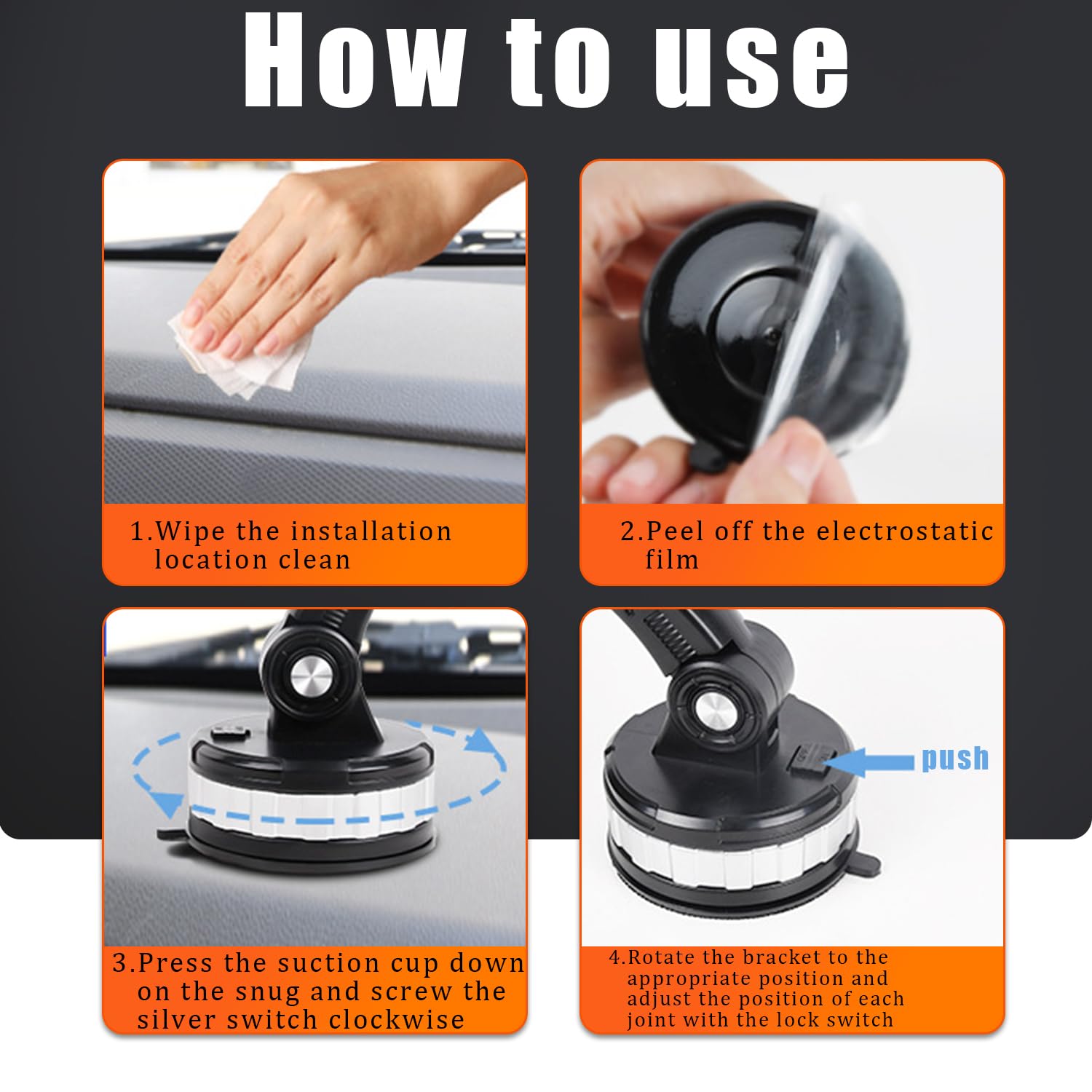 Pincuttee Sucker Car Phone Holder 2023 New Upgraded Sucker Car Phone Holder Mount Stand Universal Dashboard/Windshield/Window Phone Holder(Black,1PC)