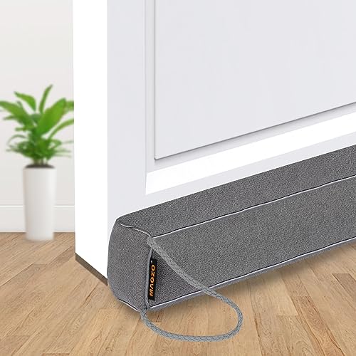 MAGZO Door Draft Stopper 32 Inches, Weighted Rectangle Door Snake for Winter Noise Blocker with Hook Loops,Gray