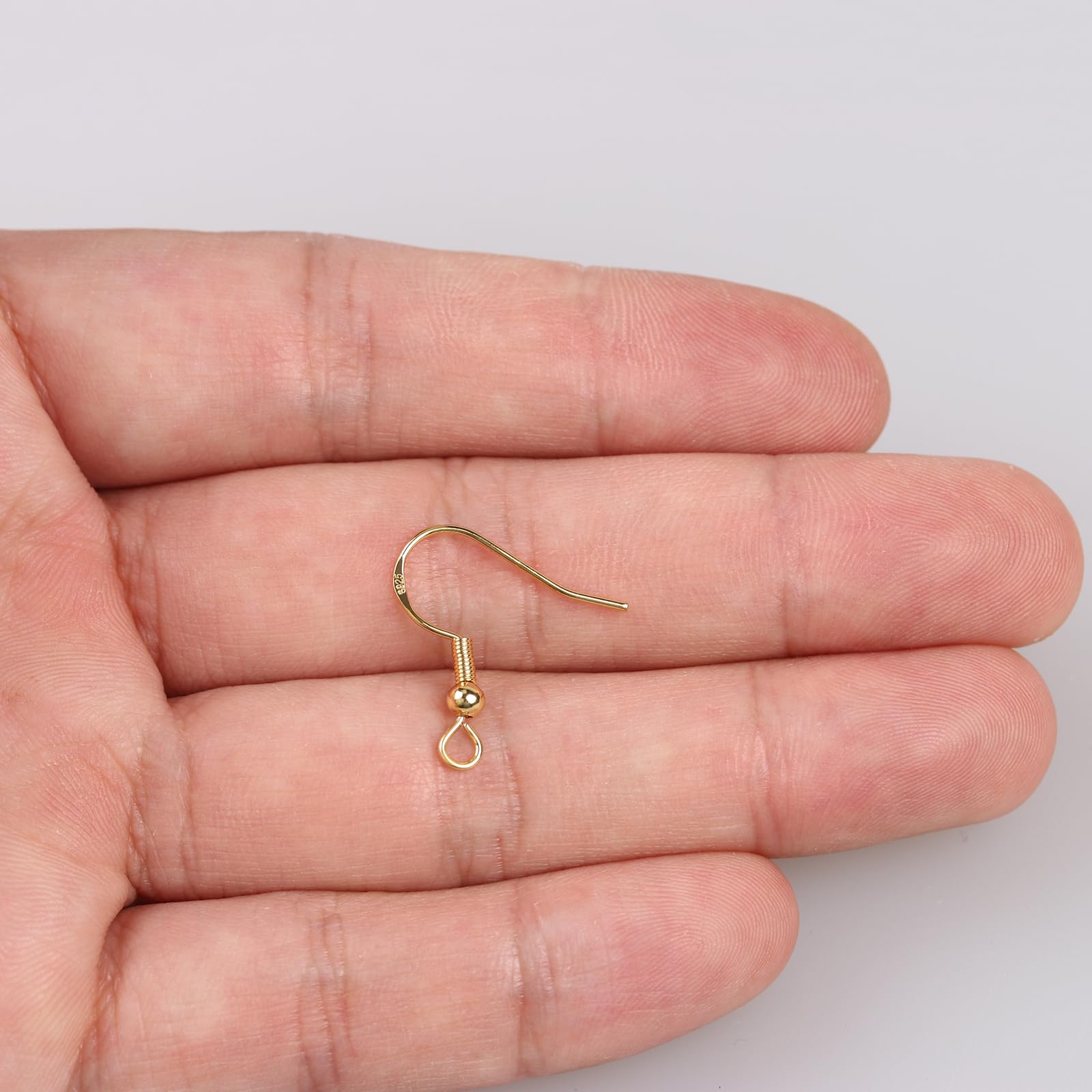 14K Gold Earring Hooks 50 PCS - Earring Hooks for Jewelry Making - Hypoallergenic Earring Hooks, Ear Wires Fish Hooks, Earring Findings, Earring Hardware, Earring Making Supplies for DIY Earrings
