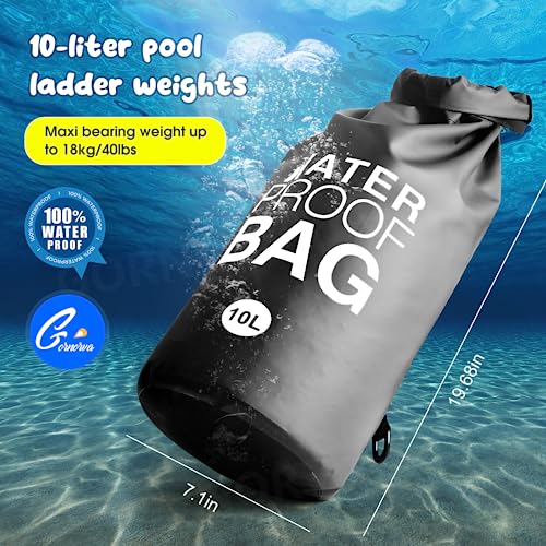 GORNORVA Universal Pool Step Weights No More Breaken Above Ground Pool Ladder Weights Foldable Pool Step Sandbag(10L)250D PVC Waterproof Sand Bags,EASY&QUICK FILL for Ground Pool Entry System (BLACK)
