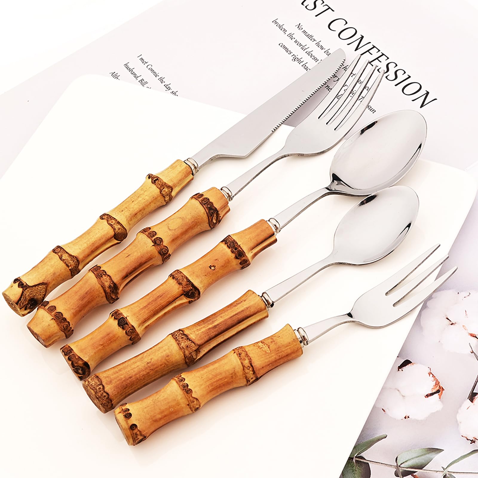 Snplowum 20piece Silver Tableware set, 304 Staainless Steel Cutlery Tea Eating Utensils For Dining Kitchen Wedding Party Gathering Or Restaurant, Service for 4