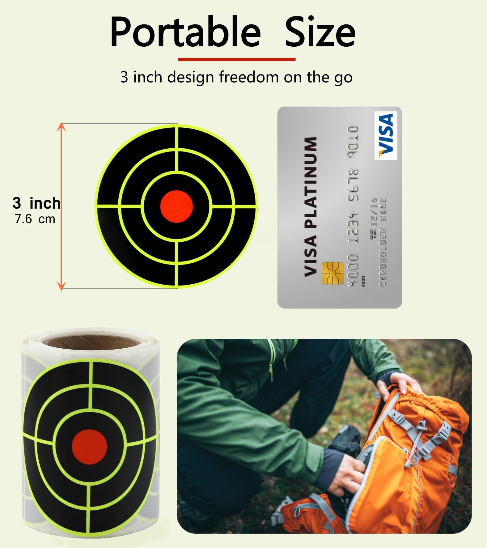 Shooting Target Stickers, Upgraded 3 Inch Round Self Adhesive Splatter Targets Green and Black Reactive Paper Targets for Indoor and Outdoor Range, BB Gun, Pellet, Airsoft, Rifle (3"-150PCS, Style E)