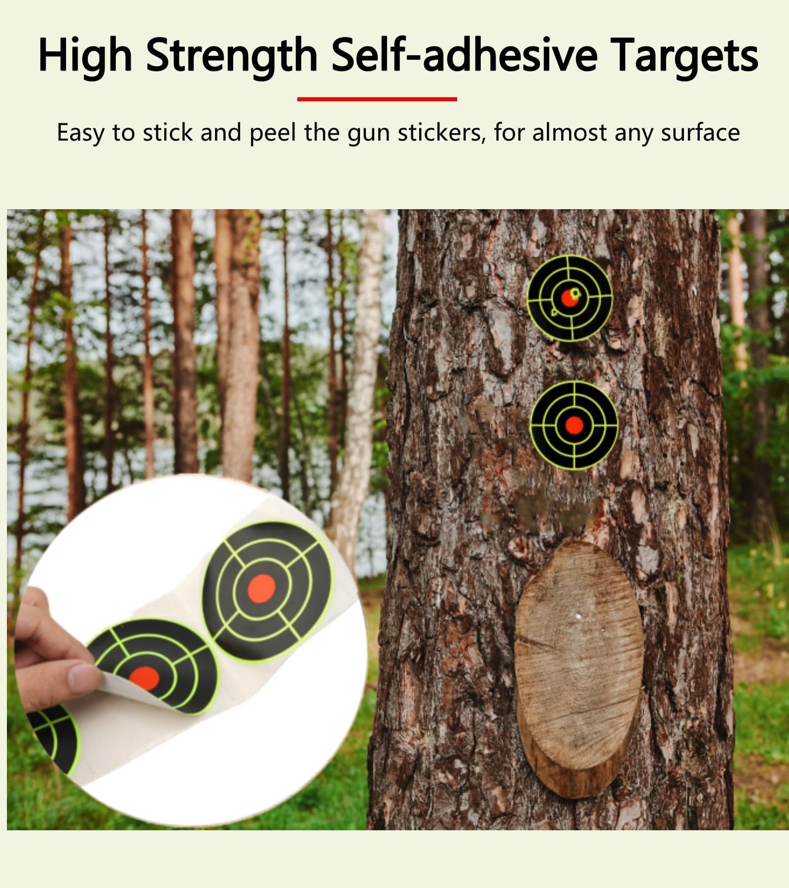 Shooting Target Stickers, Upgraded 3 Inch Round Self Adhesive Splatter Targets Green and Black Reactive Paper Targets for Indoor and Outdoor Range, BB Gun, Pellet, Airsoft, Rifle (3"-150PCS, Style E)