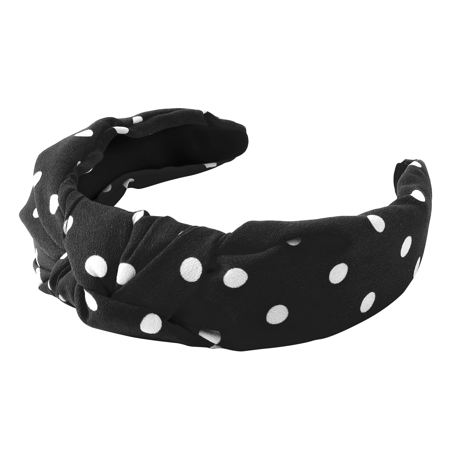 Jaciya Knotted Headbands for Women Girls Polka Dot Black Headband Non Slip Wide Teacher Headband Knot Head Band Vintage Fashion Hairband Hair Accessories
