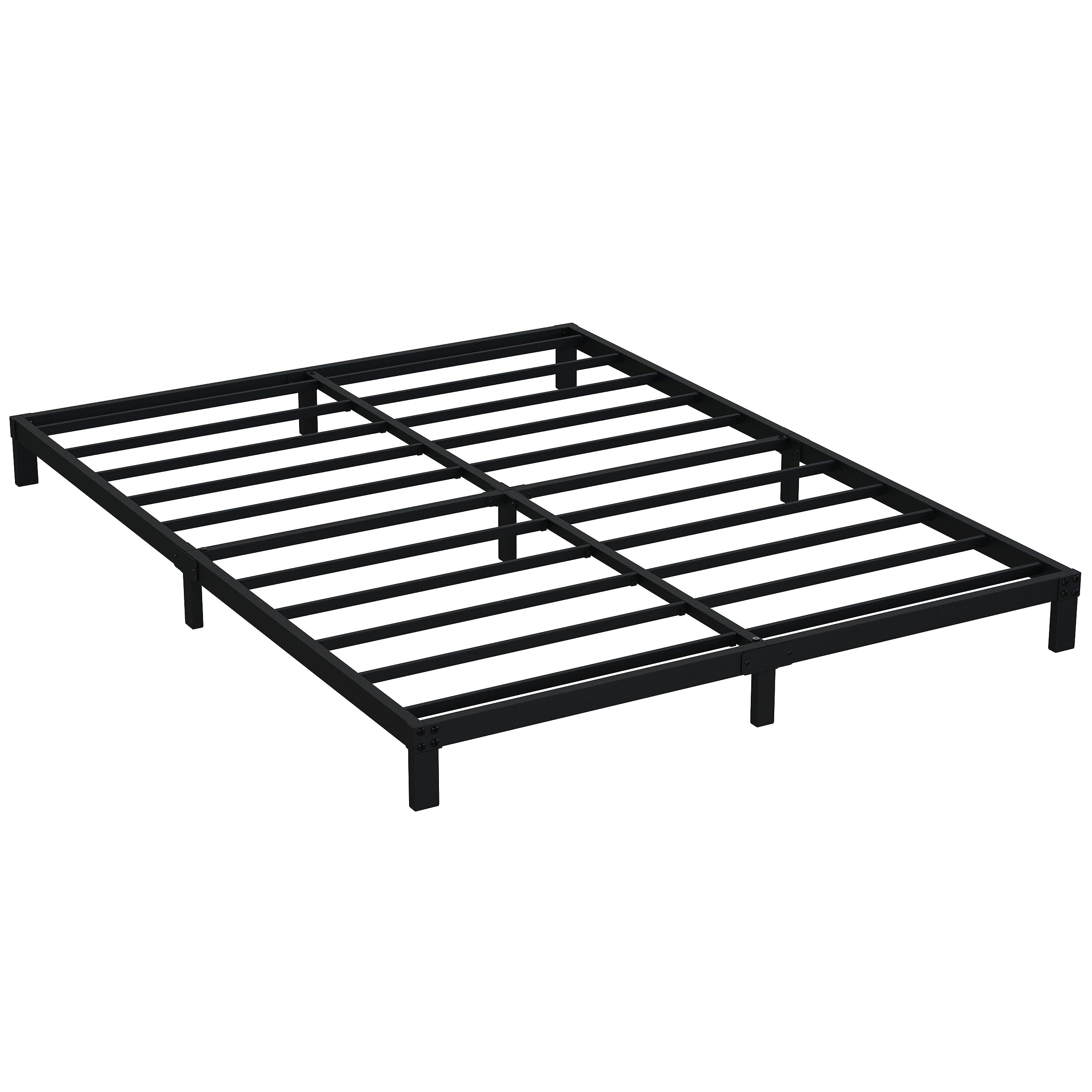 EMODA 6 Inch Full Size Bed Frame Heavy Duty Metal Platform No Box Spring Needed, Easy Assembly Noise Free, Black