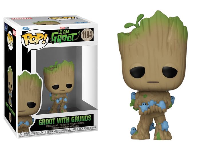 POP Marvel: I Am Groot - Groot with Grunds Funko Vinyl Figure (Bundled with Compatible Box Protector Case), Multicolored, 3.75 inches