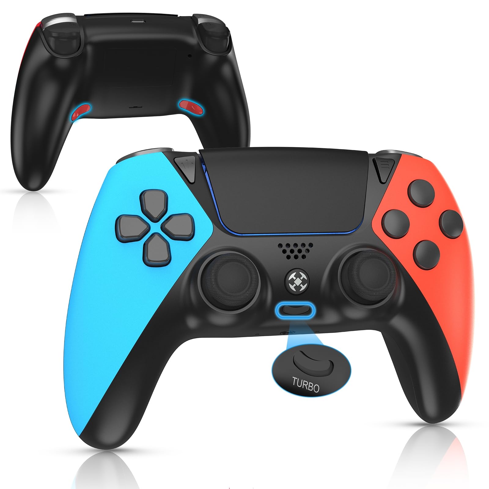 Wiv77 Ymir Controller for PS4 Controller, Gaming Controller for Playstation 4 Controller,Control Ps4 with Rapid Fire/Programming Functions,Scuf Controller Compatible with PS4/Pro/Slim/Steam,Blue Red
