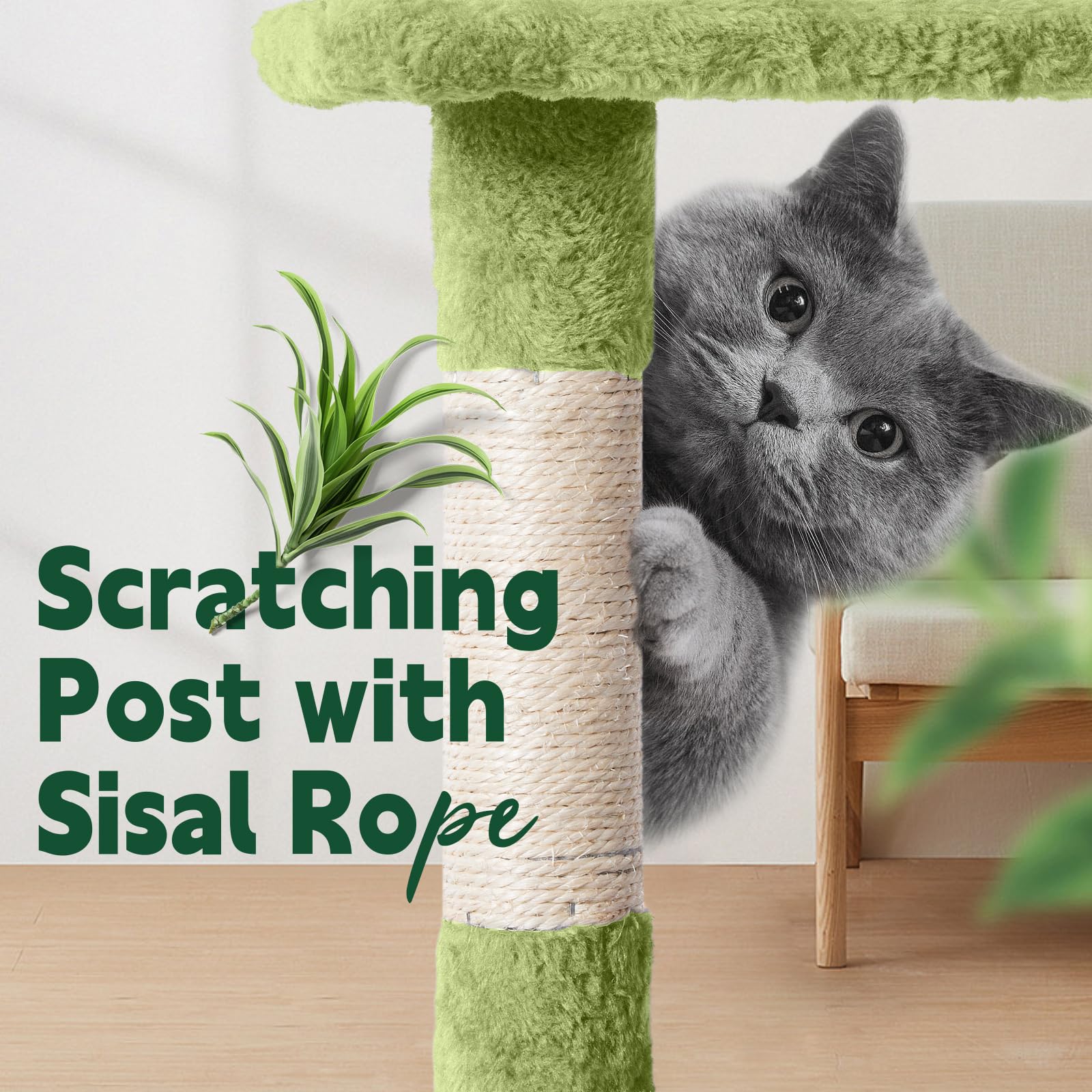TSCOMON Cat Tree, 25 inch Small Cat Tower for Indoor Cats, with Sisal Scratching Post, Rotatable Base Cat Furniture Activity Center for Kittens Pet Play House