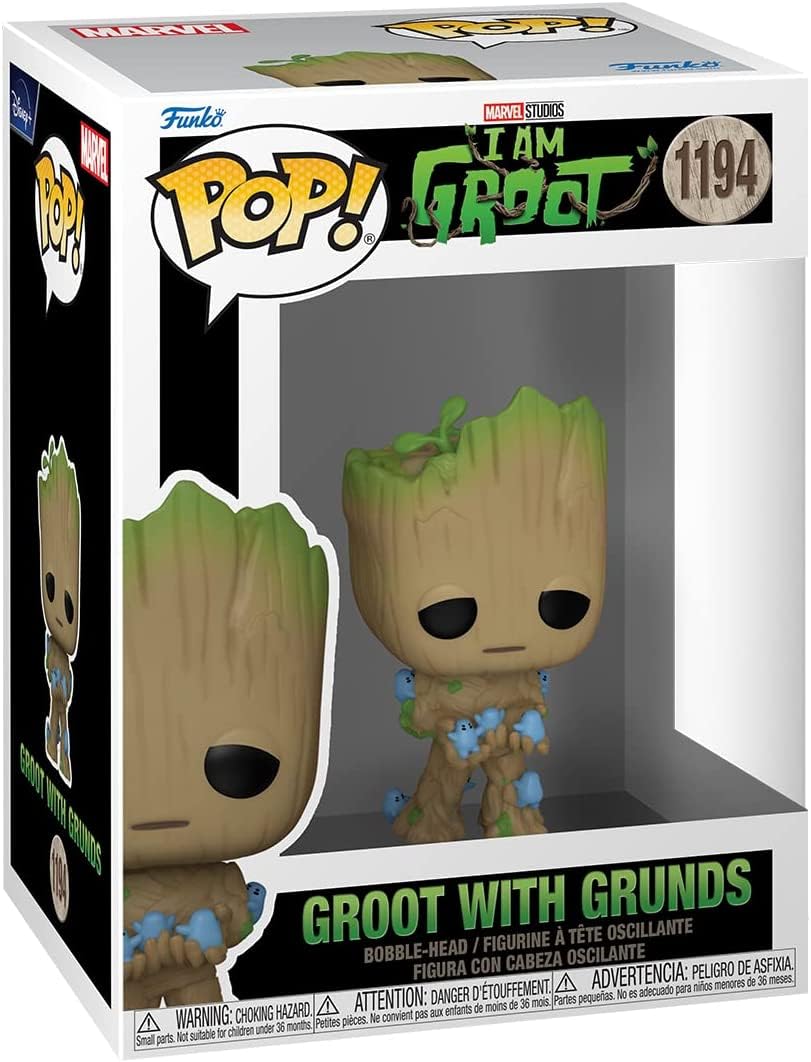 POP Marvel: I Am Groot - Groot with Grunds Funko Vinyl Figure (Bundled with Compatible Box Protector Case), Multicolored, 3.75 inches
