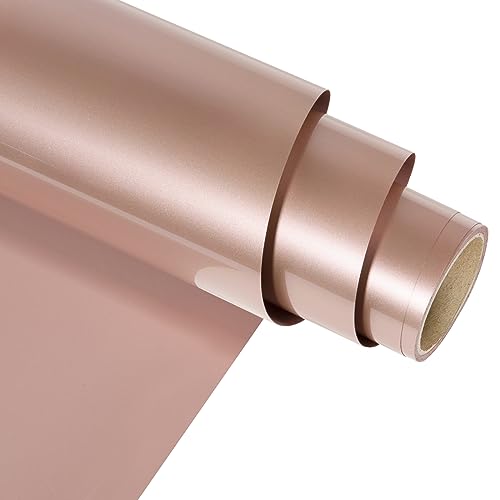 Gatichetta Pearl Metallic Foil Heat Transfer Vinyl Roll, 12" x 6FT Matte Metallic Pearlescent Iron On Vinyl Heat Press for -Shirts, Fabric, DIY Designs, Rose Gold
