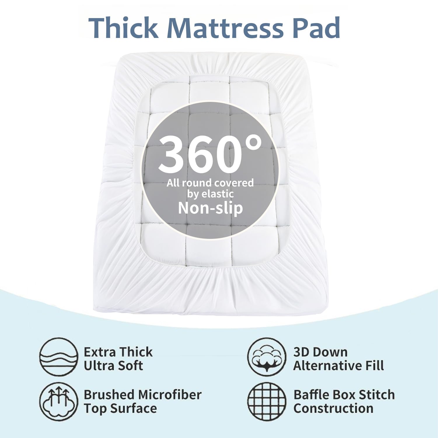 songlibin Mattress Topper,Extra Thick Mattress Pad for Back Pain,Cooling Mattress Cover with 21'' Deep Pocket, Breathable Bed Topper for Hot Sleeper(White), King(78''×80'') (JMCL5-20230603)