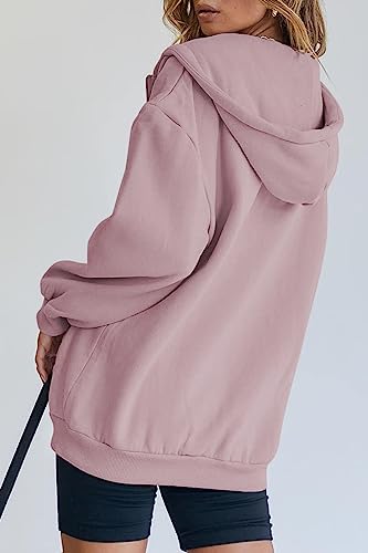 AUTOMET Womens Zip Up Hoodies Long Sleeve Fall Oversized Sweatshirts Fleece Y2K Jacket with Pockets 2025 Fashion Clothes Darkpink