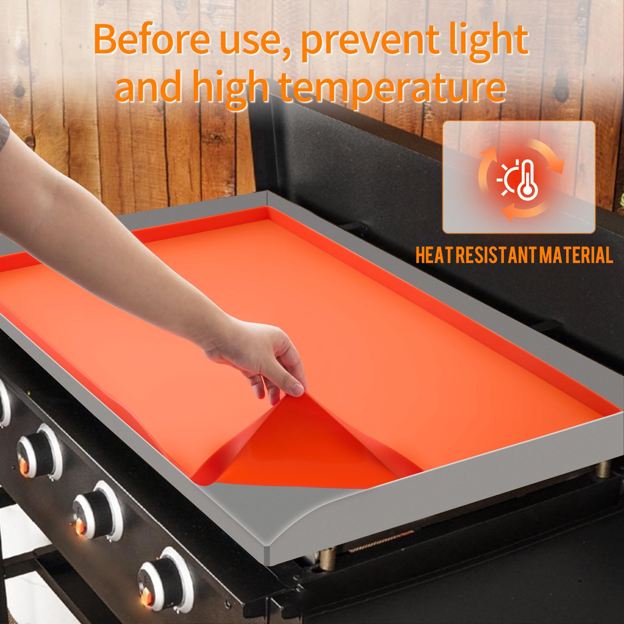 Silicone Griddle Mat, Orange Grill Mat for 28" Griddle, Keeps Lid Clean and Away from Insects, Leaves and Rust