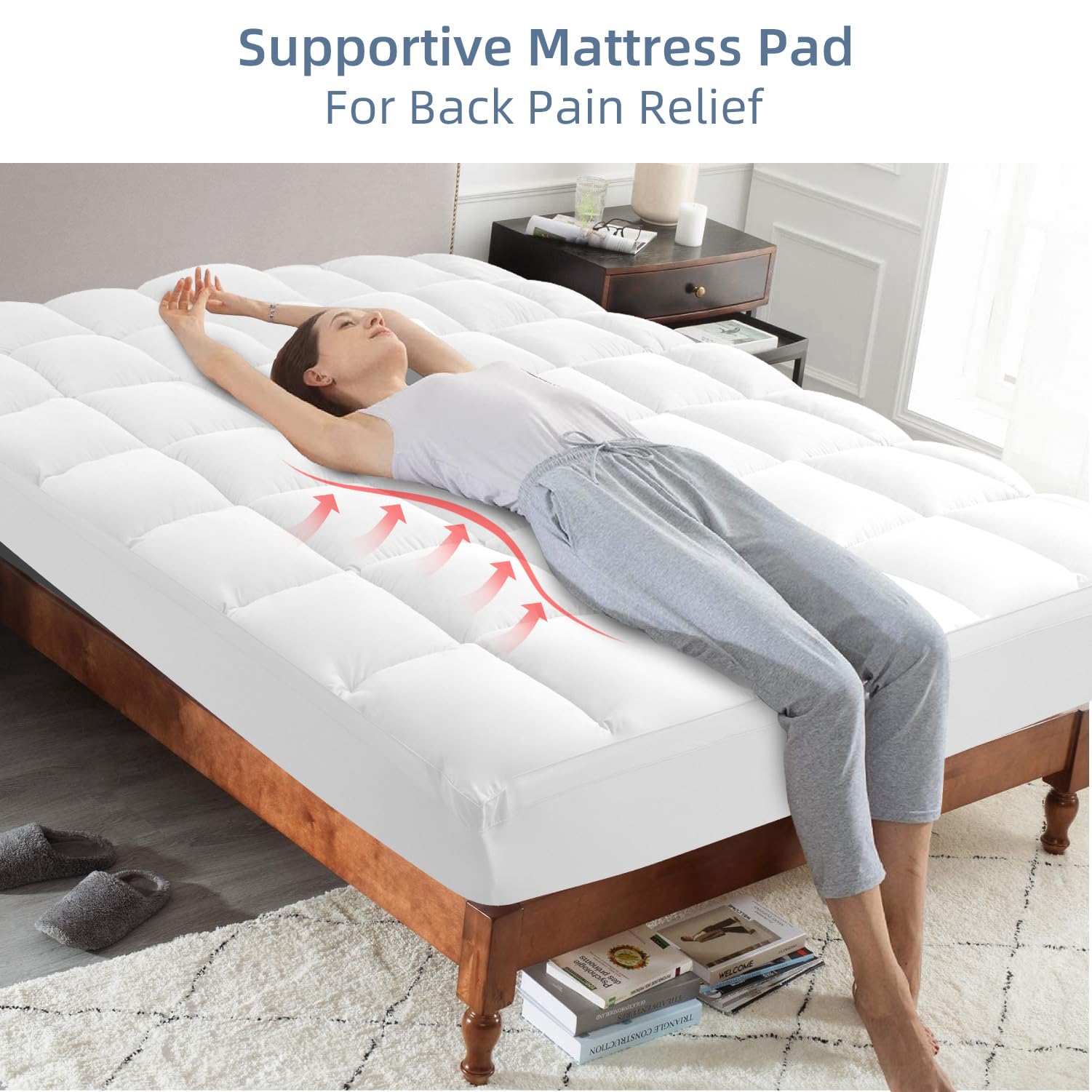 songlibin Mattress Topper,Extra Thick Mattress Pad for Back Pain,Cooling Mattress Cover with 21'' Deep Pocket, Breathable Bed Topper for Hot Sleeper(White), King(78''×80'') (JMCL5-20230603)