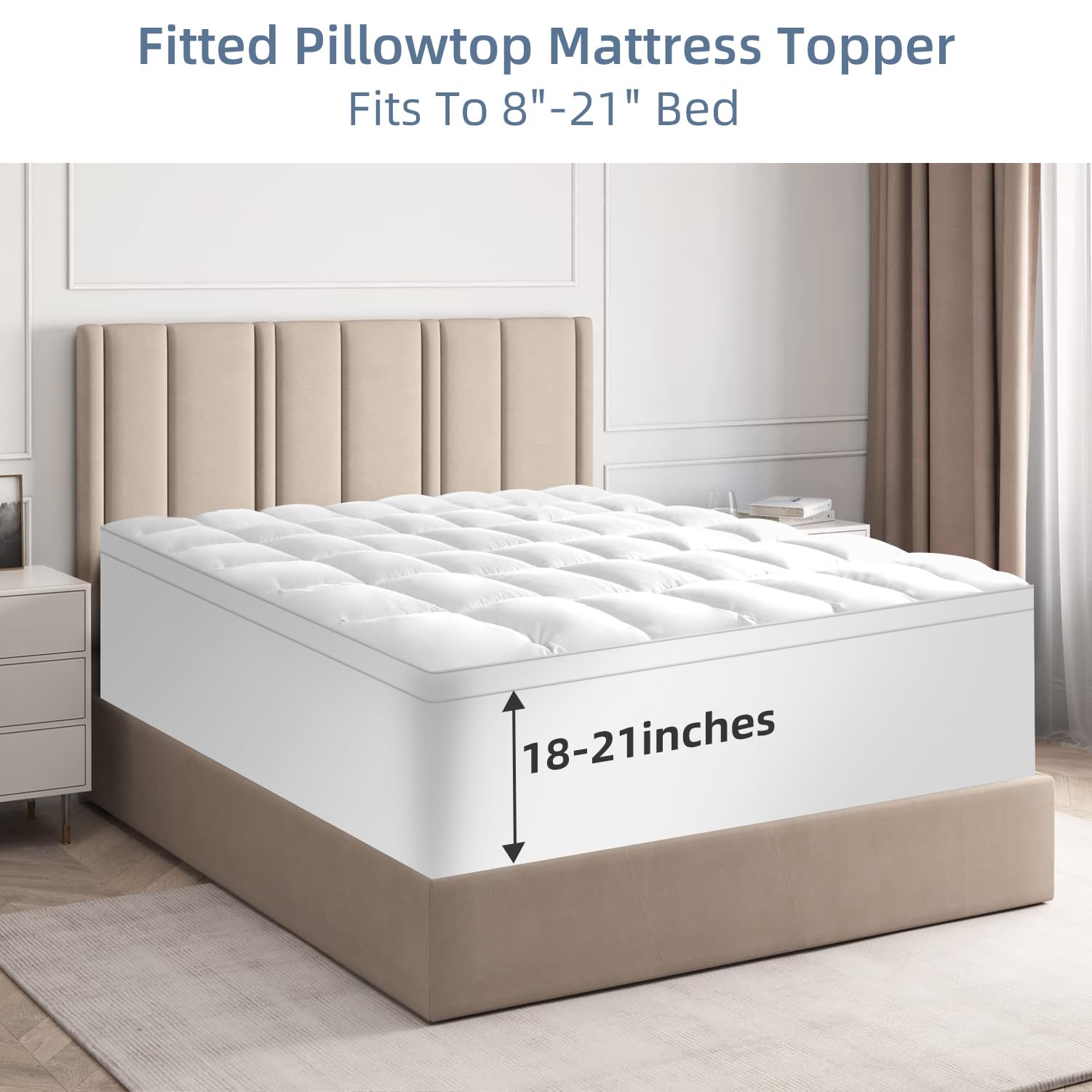 songlibin Mattress Topper,Extra Thick Mattress Pad for Back Pain,Cooling Mattress Cover with 21'' Deep Pocket, Breathable Bed Topper for Hot Sleeper(White), King(78''×80'') (JMCL5-20230603)