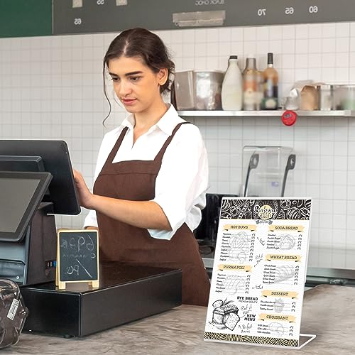 EOOUT Acrylic Sign Holder, A4 Size, 6 Pack, Plastic Flyer Display Holder, Slant Back Clear Paper, Document Menu Table Transparent Stand for Office, Store, Restaurant