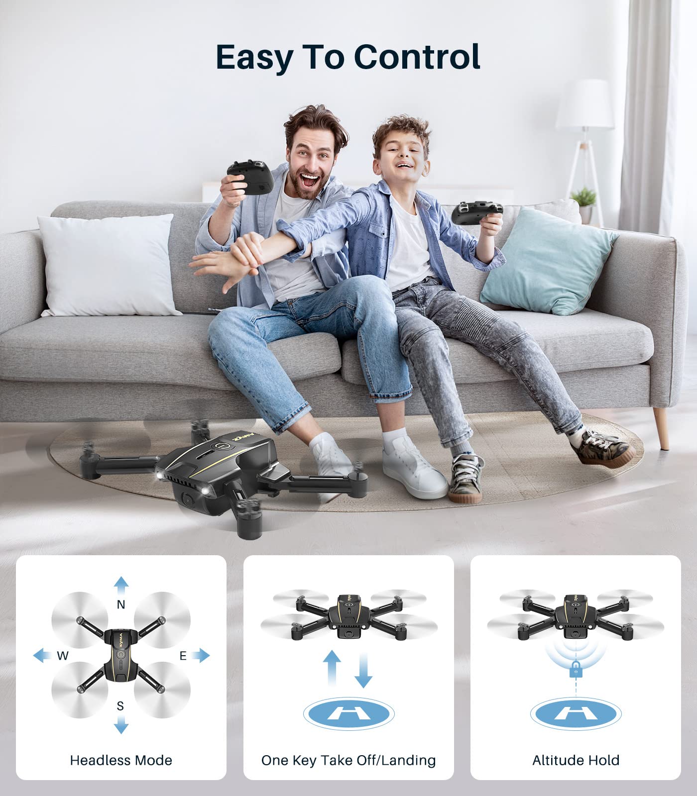 SYMA Mini Drone with Camera for Kids Adults with 720P HD FPV Camera Remote Control Quadcopter with Altitude Hold, Headless Mode, One Key Start Speed Switch UFO Toys Gifts for Boys Girls