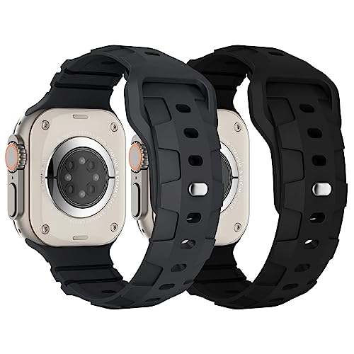 Sport Bands Compatible with Apple Watch Ultra 2 Band/Apple Watch Ultra Band 49mm 45mm 44mm 42mm for Men Women, Waterproof Silicone Wristbands Replacement Strap for iWatch Series 9 8 7 6 5 SE Ultra