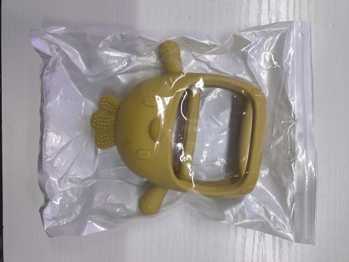 AIXMEET Baby Teething Toys,Silicone Baby Teether for Babies 0-6 Months, Mitten Teething Toy for Soothing Sore Gums, Never Drop Infant Hand Teether,Baby Chew Toys for Sucking Needs,Yellow