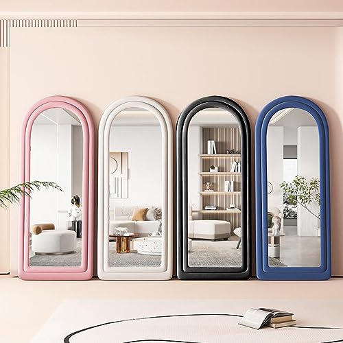 Otlsh Floor Mirror, Arched Full Length Mirror with Stand, Large Standing Mirror, 63"x24" Full Body Mirror, Large Mirror, Wall Mirror, Freestanding, Wall Mounted, Flannel Frame -Beige White