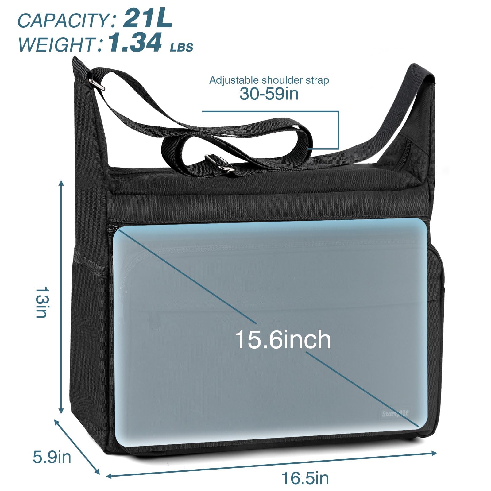 Storvyllf Men's Messenger Bag,Large 15 Inch Laptop Bag for Work Women Professional Black Messenger Bag