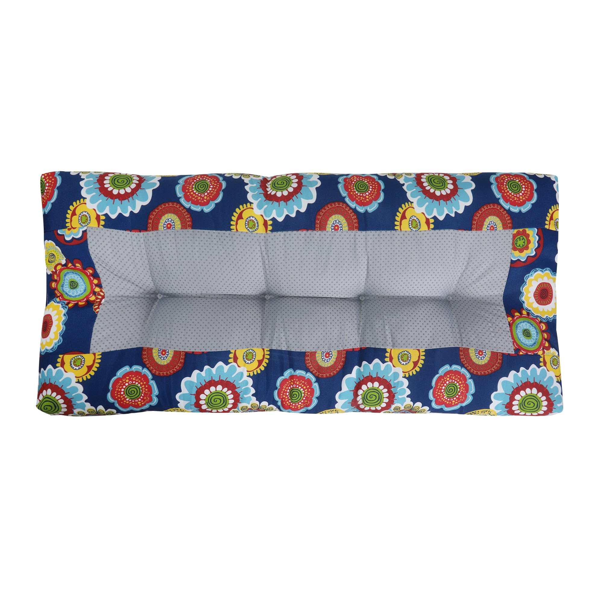 Magpie Fabrics Patio Bench Cushion 42"x18", Indoor/Outdoor Non-Slip Water Resistant Long Seat Pads, Tufted Loveseat Cushion for Swing, Settee, Window, Garden, Wicker, Front Porch (Heronsbill Navy)