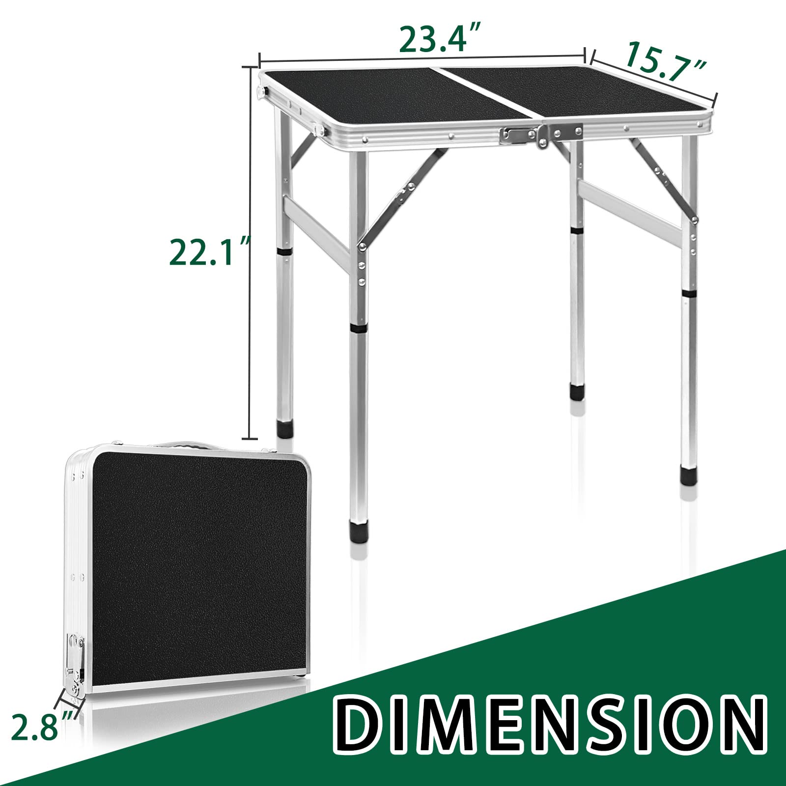 HQTrailTrekker Small Camping Table Lightweight Folding Table Height Adjustable Picnic Table Patio Table Easy Set Up Dinner Table Portable Outdoor Tables for Beach Hiking Fishing BBQ