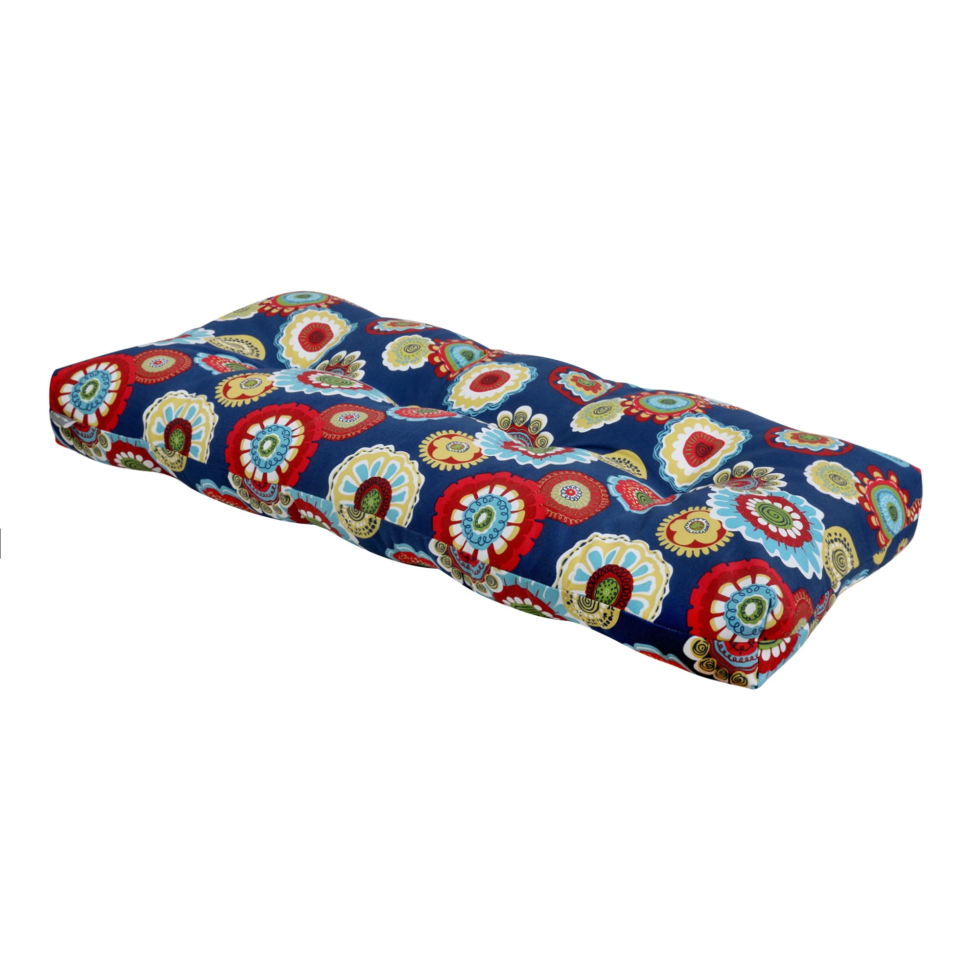 Magpie Fabrics Patio Bench Cushion 42"x18", Indoor/Outdoor Non-Slip Water Resistant Long Seat Pads, Tufted Loveseat Cushion for Swing, Settee, Window, Garden, Wicker, Front Porch (Heronsbill Navy)