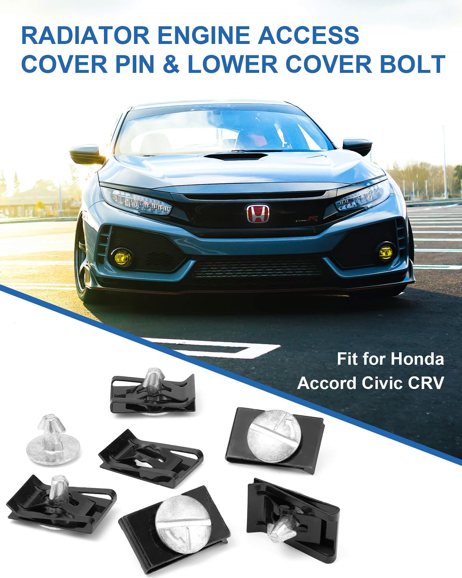 Vomika Lower Engine Cover Pin Screws - Premium Radiator Access Cover Pin Clips, Splash Shield Bolt Screw Fastener Clip - 14 Pieces, Compatible with Honda Civic, Accord, CRV, Acura