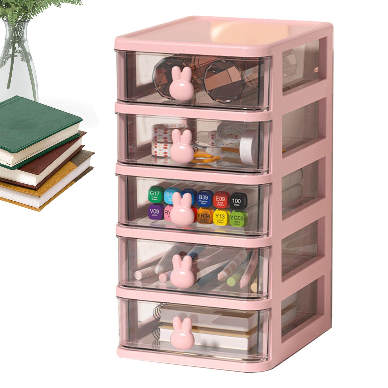 Dosulou Stackable Makeup Organizer and Storage - Clear Plasticss Storage Drawer with Pull-Out Handles | Multi-use Organizing Bins for Kitchen, Bedroom, Bathroom, Offices, Utensils, Makeup, Jewellery