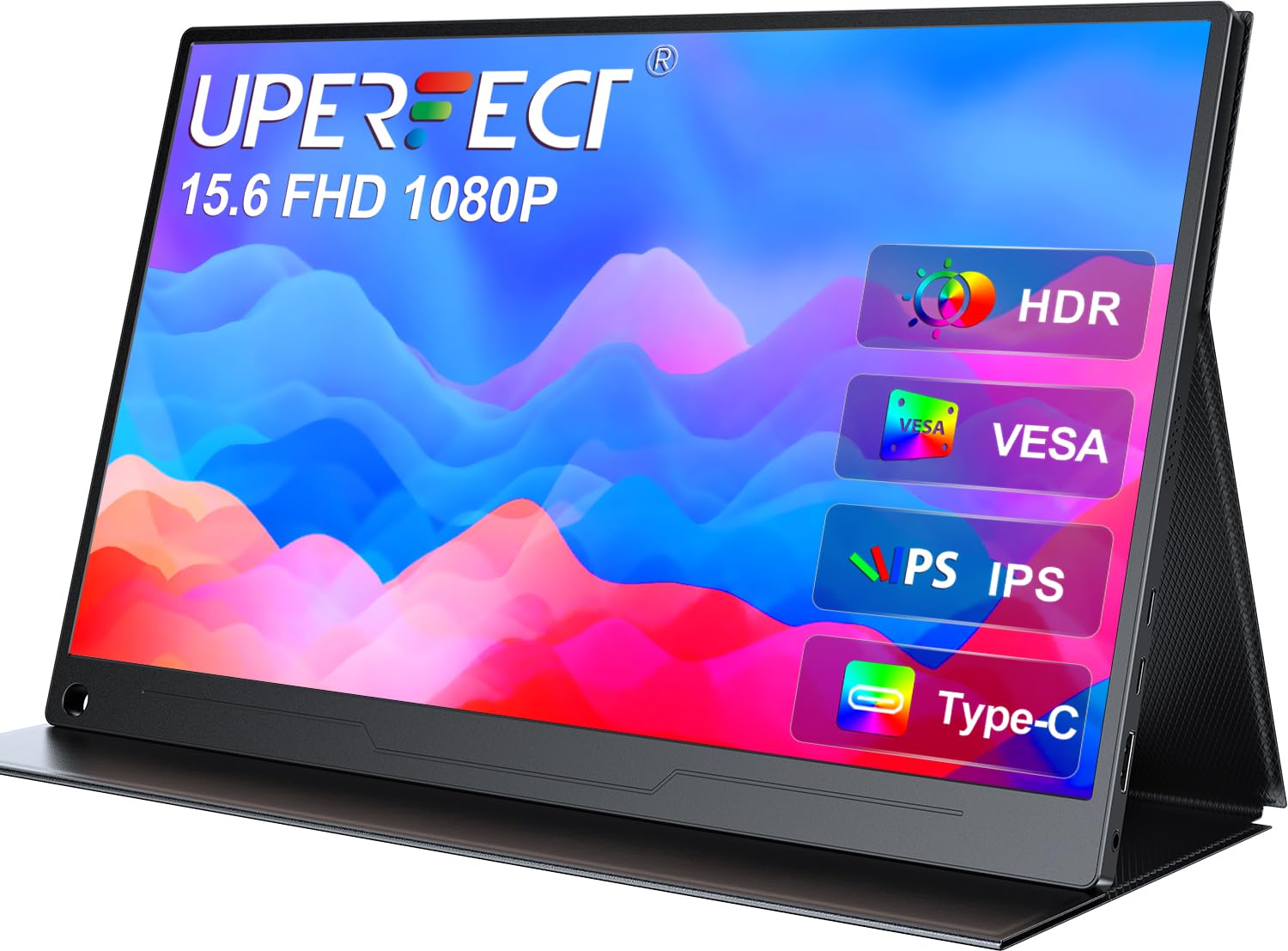 UPERFECT Portable Monitor 15.6 inch, 1080P FHD USB-C Portable Laptop Monitor HDMI Travel Monitor w/VESA & Smart Case, Matte IPS Display Eye Care External Screen for Switch/PS5/PC/Phone