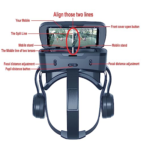 Virtual Reality headsets 3D Glasses Helmets VR Goggles VR Headsets for Phone Cell Phone for TV Movies Video Games Compatible to iOS Android Support 4.7” to 7.3” Mobile Screen with Controller (BR100)