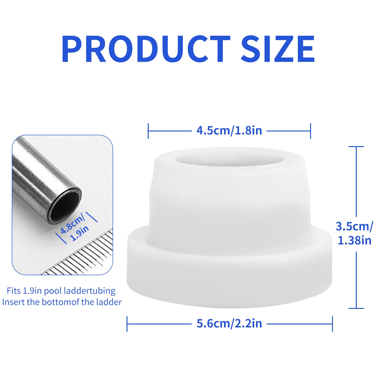 Pool Ladder Bumpers for Inground Pool - Pool Ladder Plugs Fits 1.9” Swimming Pool Ladder Tubing - Steps Inside Plug Caps for Protect Swimming Pool Liner, Rubber Ladder Foot Cover (4Pack)