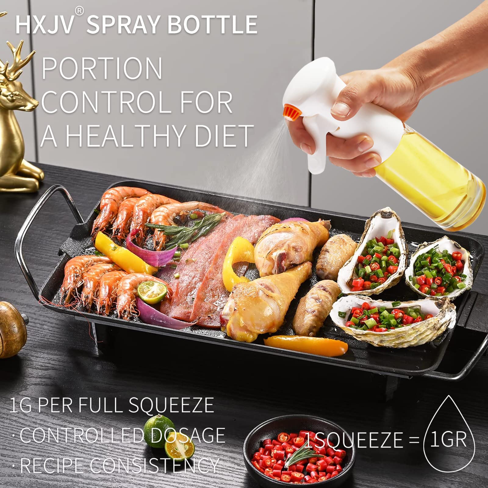 Oil Sprayer for Cooking, 200ml Glass Oil Spray Bottle for Kitchen, Olive Oil Sprayer, Oil Mister Spray Bottles, Kitchen Gadgets for Air Fryer Accessories, Olive Oil Dispenser for Baking, Salad, Bbq