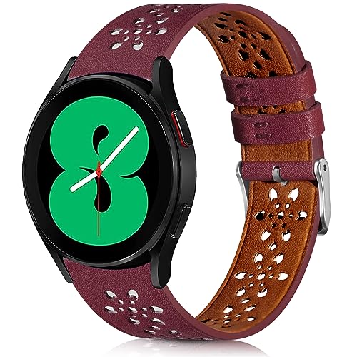 BOTNUW 20mm Soft Lace Leather Band Compatible with Samsung Galaxy Watch 6 /4 /5 40mm 44mm /Samsung Galaxy Watch 6 Classic 43mm 47mm/ Galaxy Watch 5 Pro 45mm/ Galaxy Watch 4 Classic 42mm 46mm Bands
