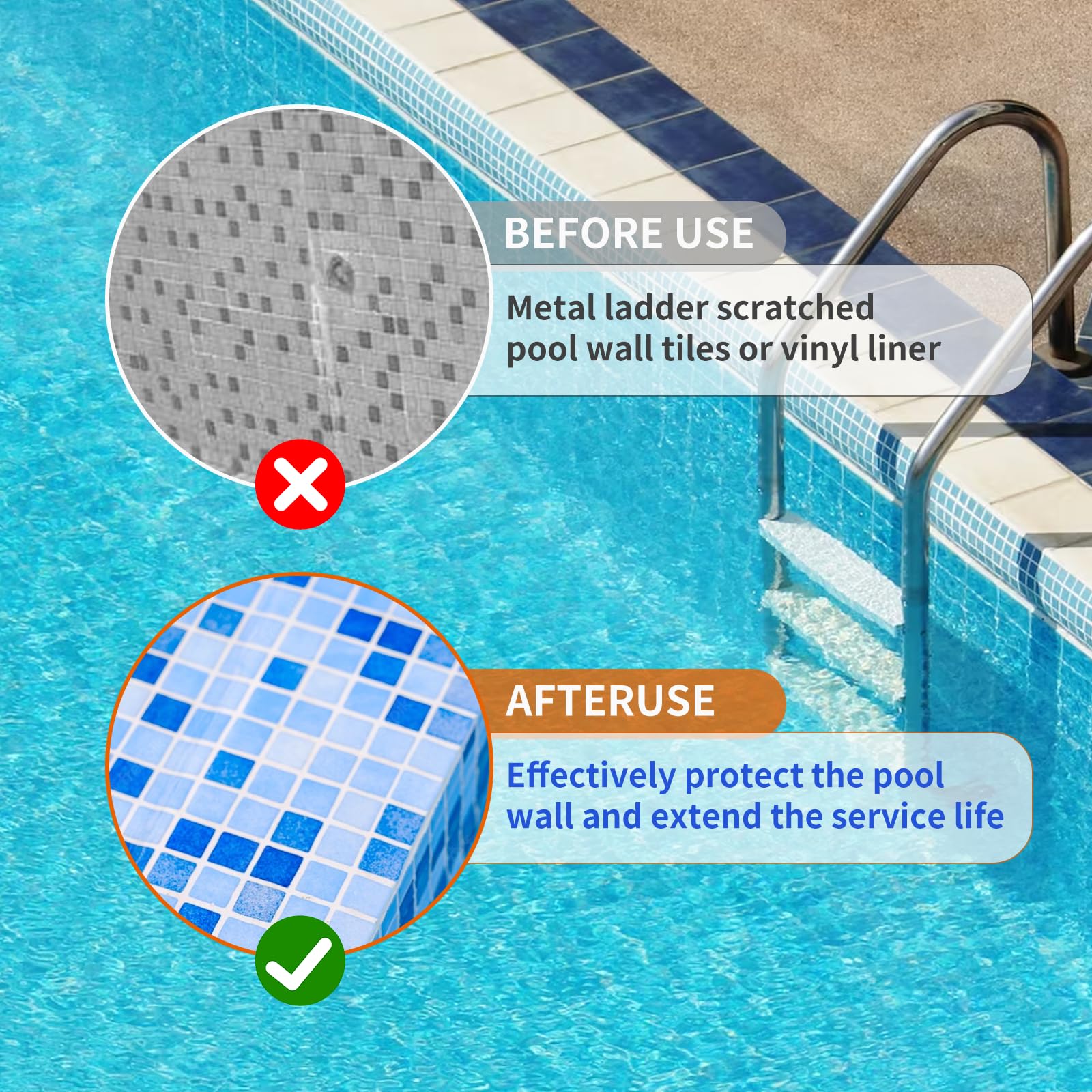 Pool Ladder Bumpers for Inground Pool - Pool Ladder Plugs Fits 1.9” Swimming Pool Ladder Tubing - Steps Inside Plug Caps for Protect Swimming Pool Liner, Rubber Ladder Foot Cover (4Pack)