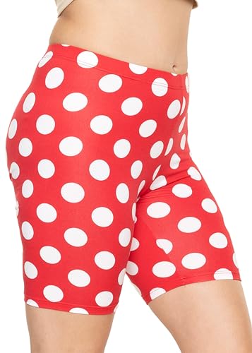 STRETCH IS COMFORT Women's DTY Biker Shorts Red White Polkadot Large