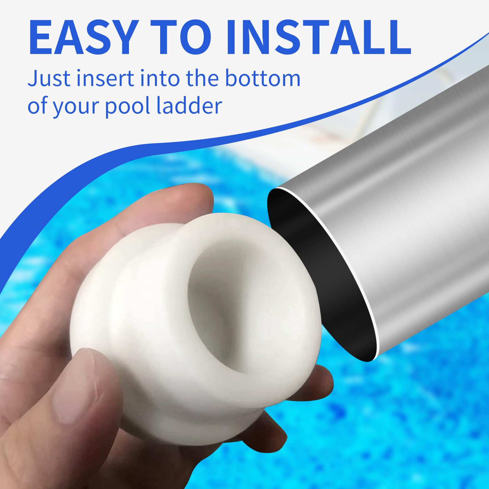 Pool Ladder Bumpers for Inground Pool - Pool Ladder Plugs Fits 1.9” Swimming Pool Ladder Tubing - Steps Inside Plug Caps for Protect Swimming Pool Liner, Rubber Ladder Foot Cover (4Pack)