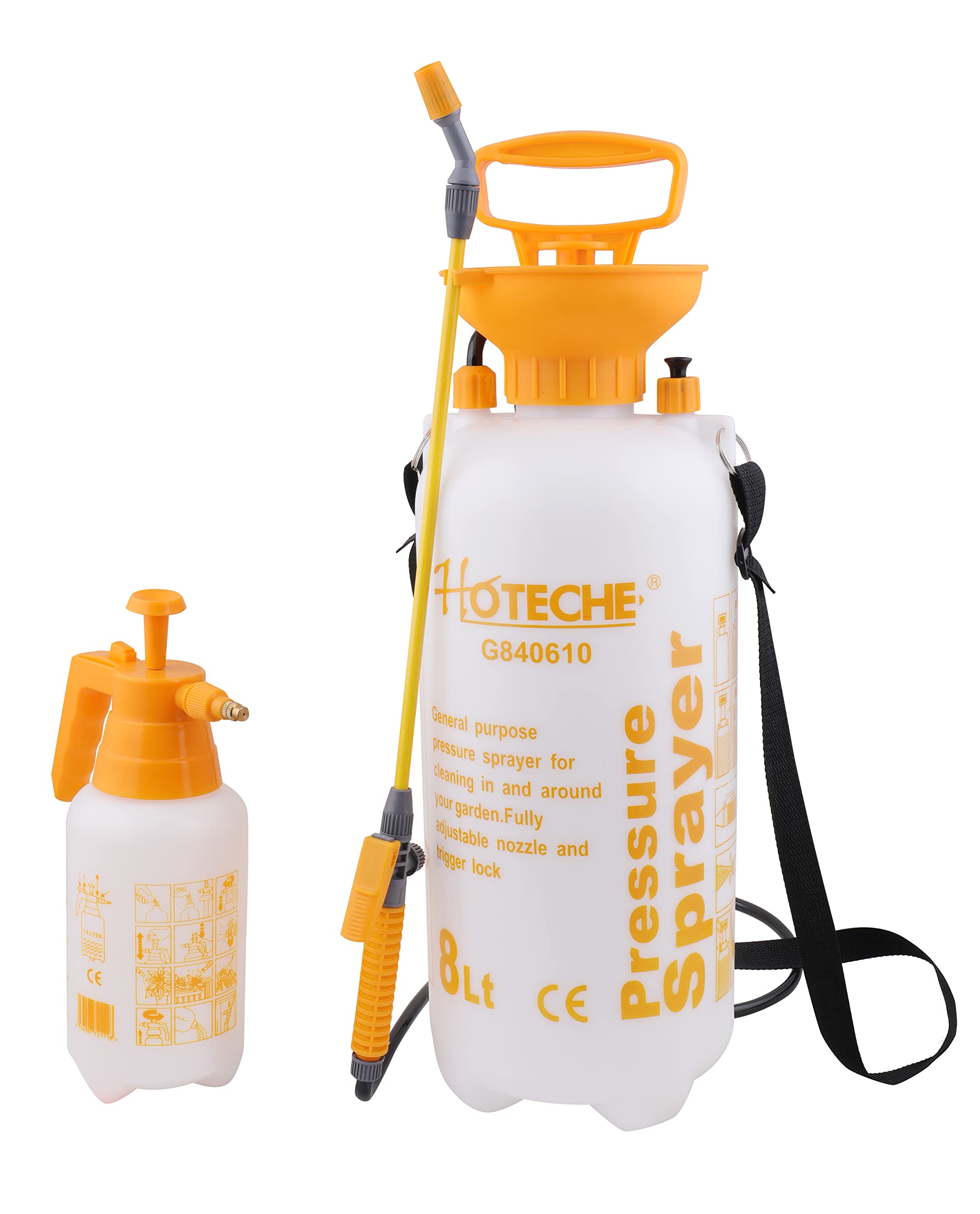 2PC Garden Sprayer 1/4 + 2 Gallon Pressure Pump Adjustable Lawn Yard Plant Weed