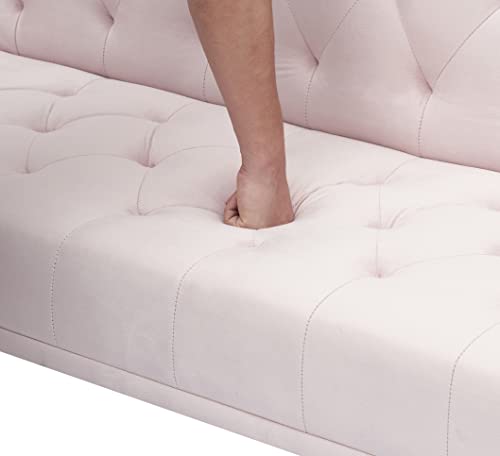 Tufted Upholstered Velvet Modern Futon Loveseat Sleeper Sofa Bed Convertible Couch Daybed,Folding Sofá Beds Recliner,Small Love Seat 2-Seat Couches with Toss Pillows&Metal Legs for Living Room
